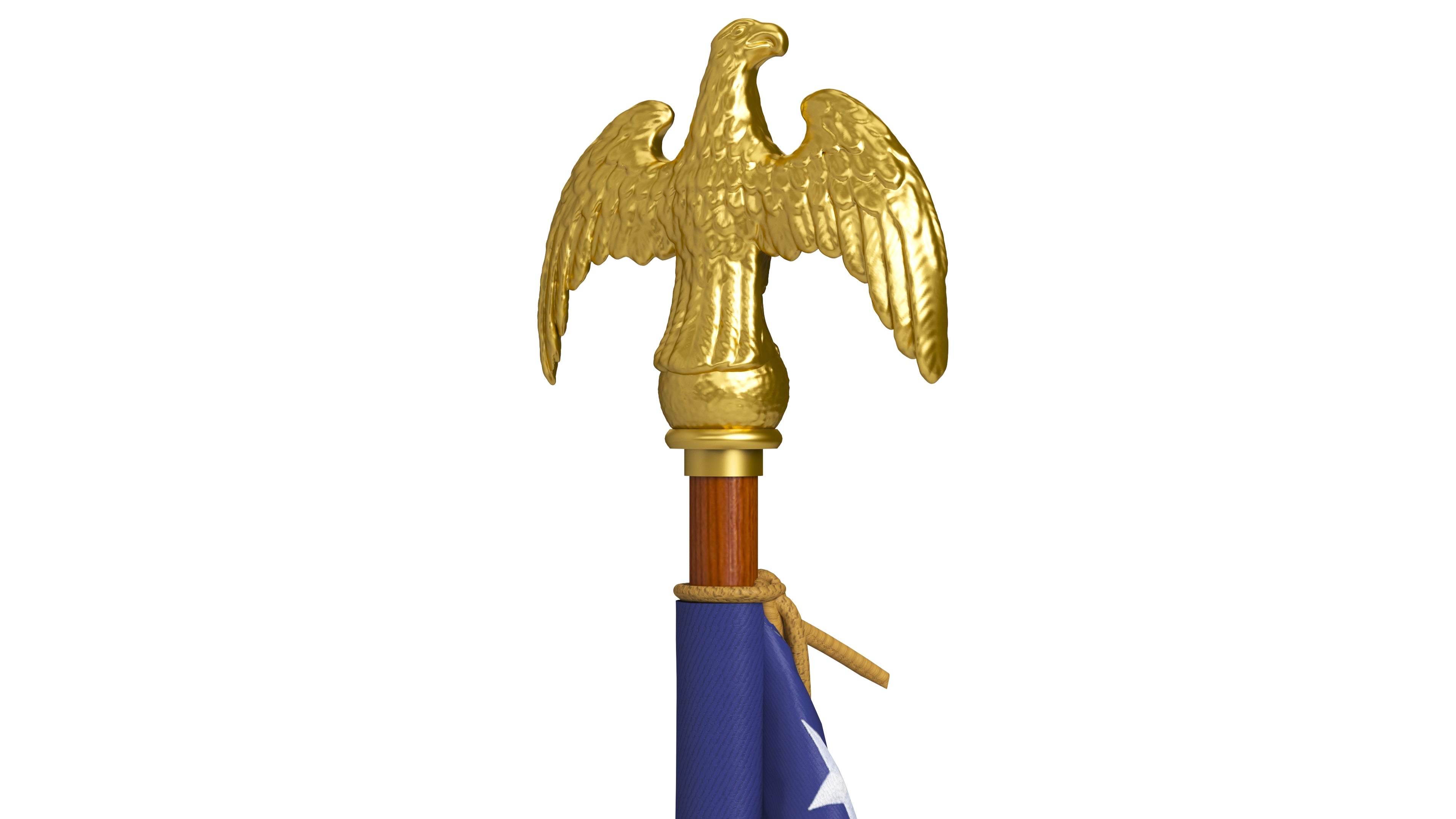American Flag Indoor with Pole Eagle Topper 3D Model — FaceQuad