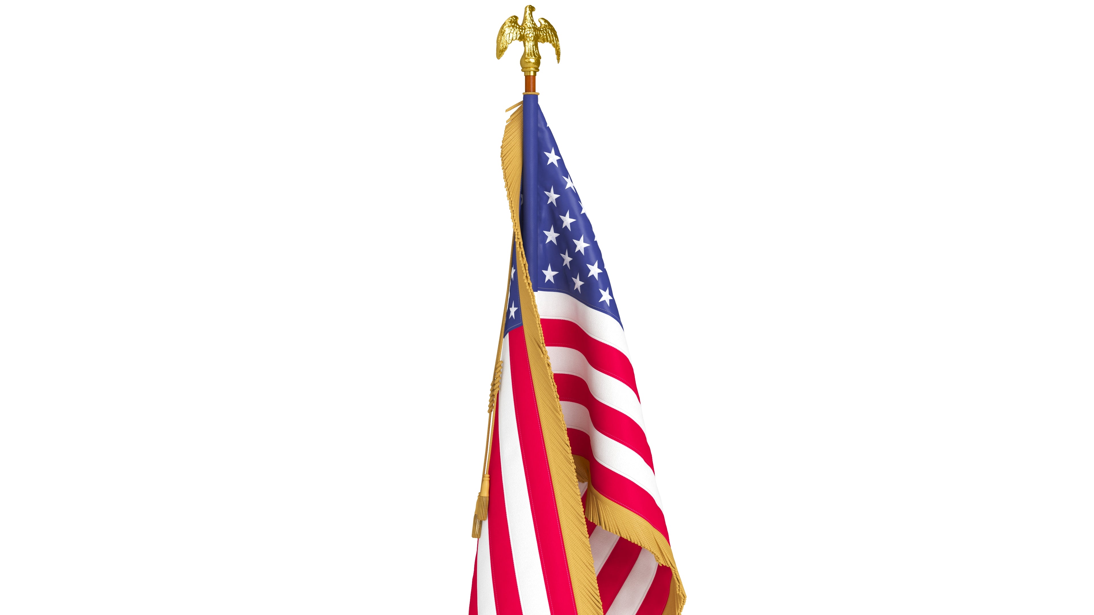 American Flag Indoor with Pole Eagle Topper 3D Model — FaceQuad