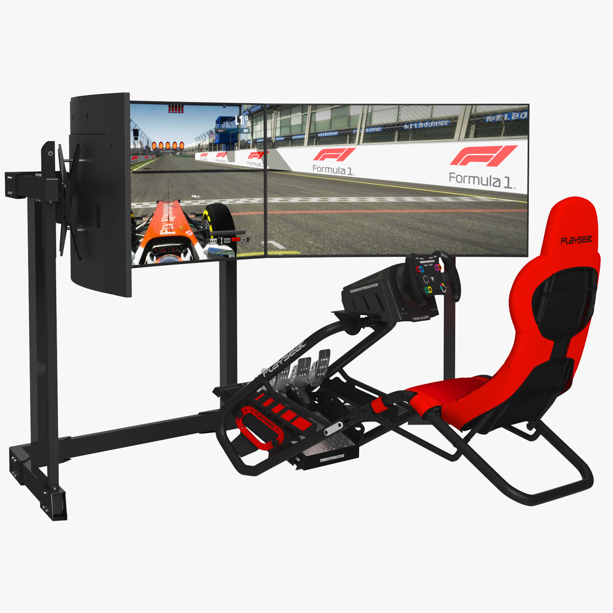 Playseat Trophy Red - Sim Racing Seat with 3 Monitors 3D Model – FaceQuad