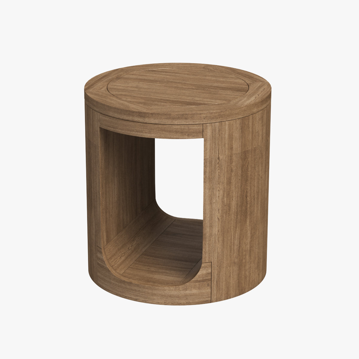 RH Oslo Open Teak Round Side Table 3D Model — FaceQuad