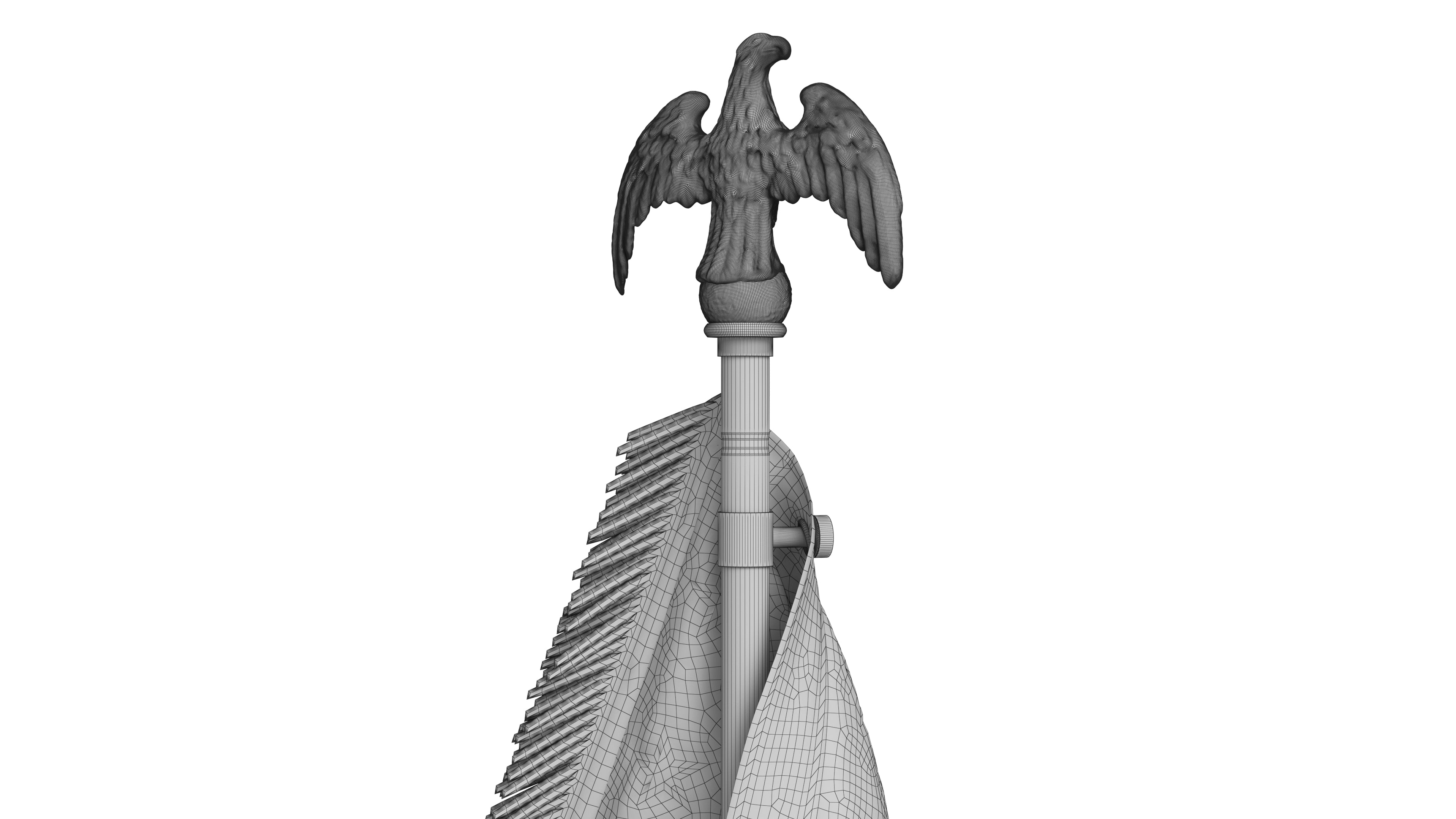 USA Flag Indoor with Pole Eagle Topper 3D Model — FaceQuad